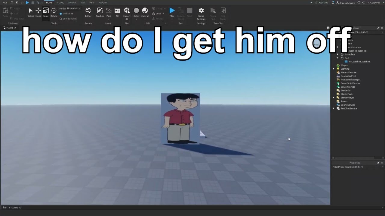 how to get mr washee washee off in roblox studio - YouTube