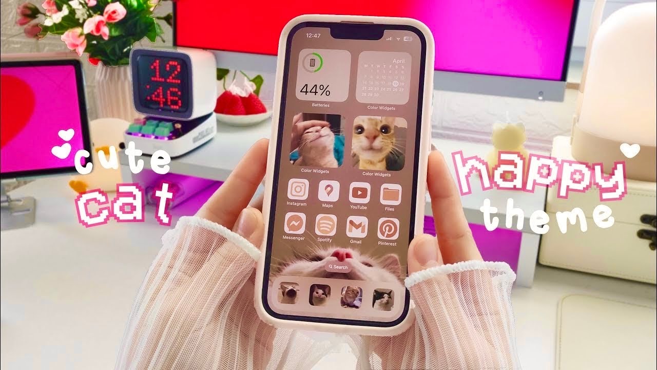 TRANSFORM YOU iPHONE with a custom HAPPY CAT THEME ft. CUTE CAT MEMES 🐈 ...