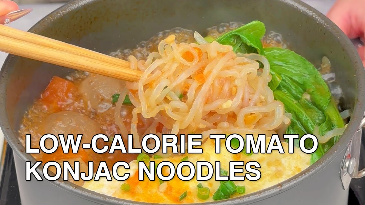 Low Calorie Tomato Konjac Noodles Recipe by Soeos - YouTube