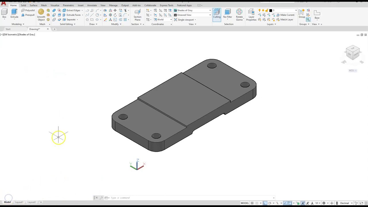 AutoCAD 3D - Extrude, Fillets, Cylinders, and Substract - YouTube