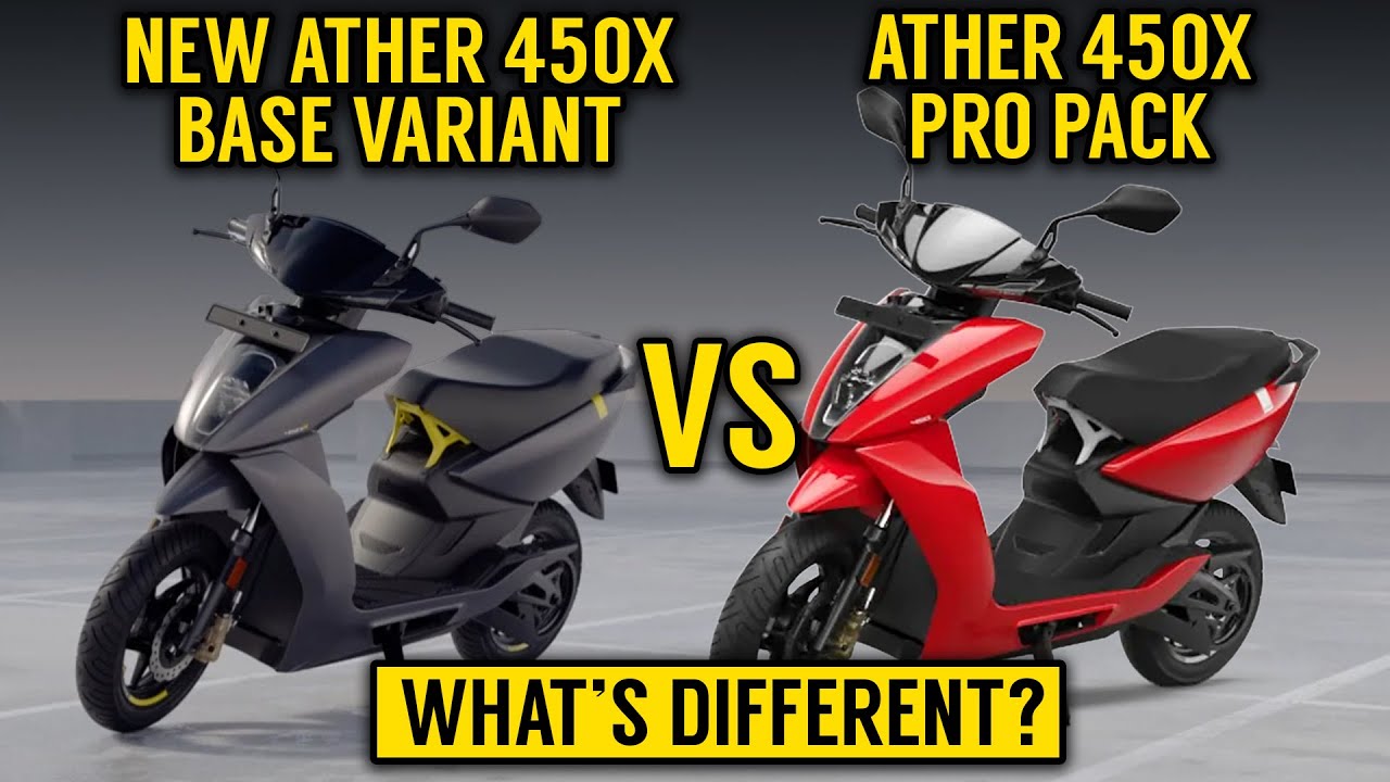 Ather 450x Vs 450x Pro Pack New Ather 450x Base Variant Launched