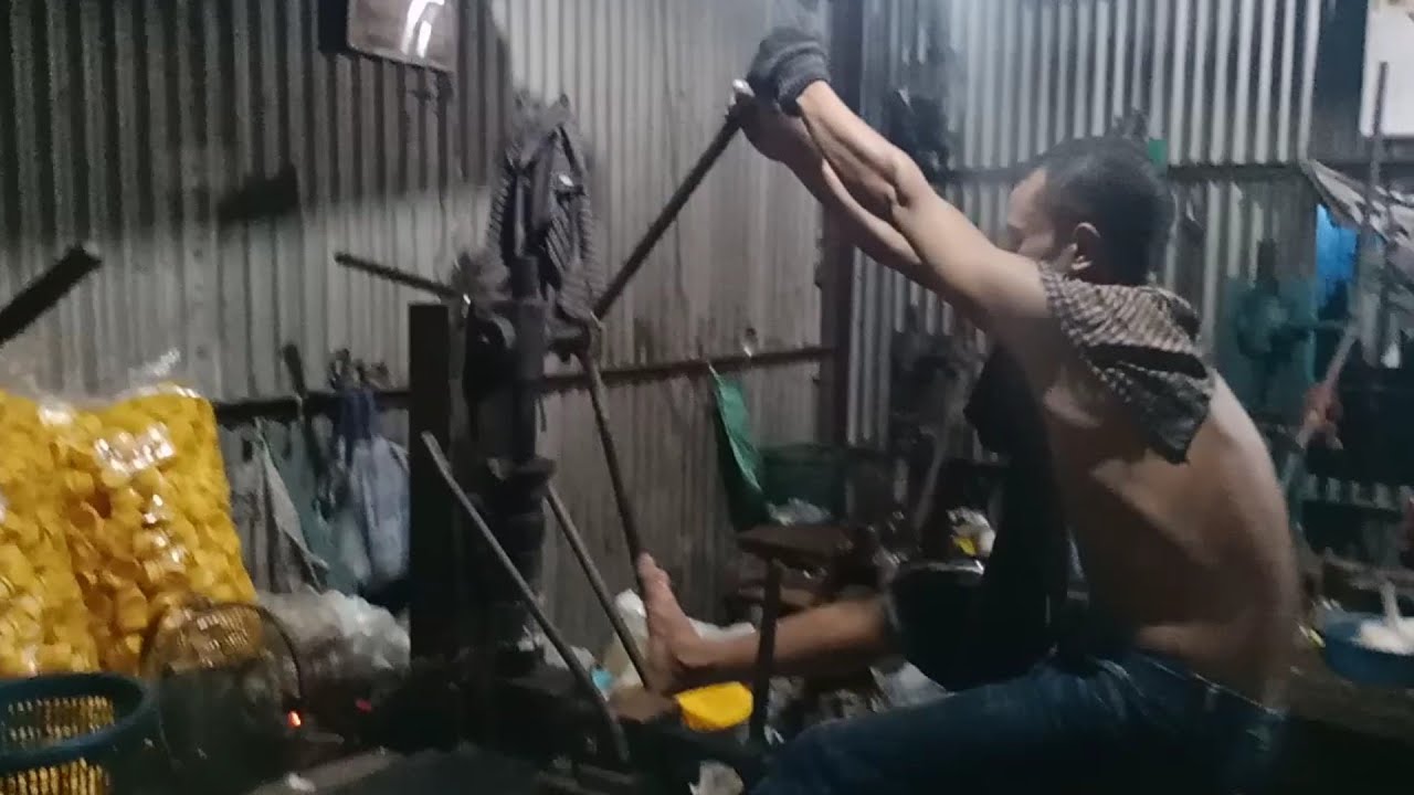 Hand Moulding Machine. By Hand Cap Production Very Hard Job. - YouTube