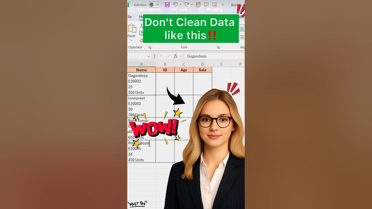 Don't Clean Data in Excel !! Instead Use Amazing ExcelTrick #excel#exceltips#exceltricks#shorts ...