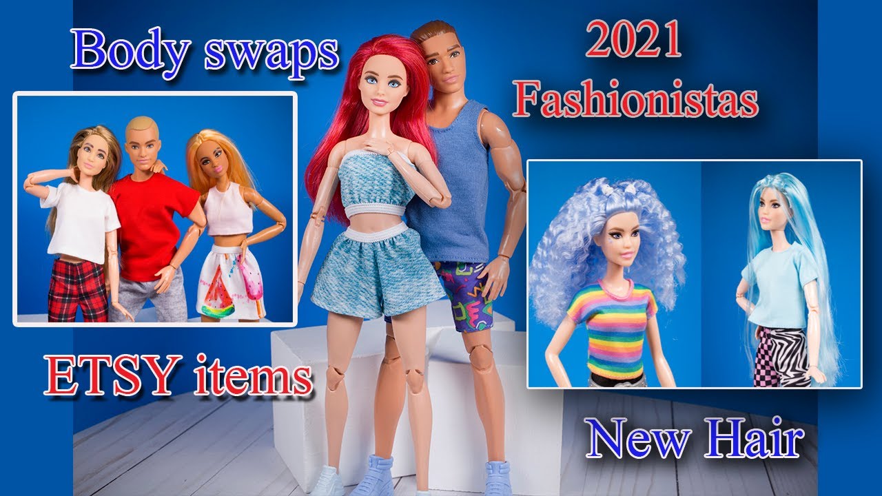 Barbie/Ken 2021 Fashionistas Makeover! Body Swap,Etsy,New hair!! - YouTube