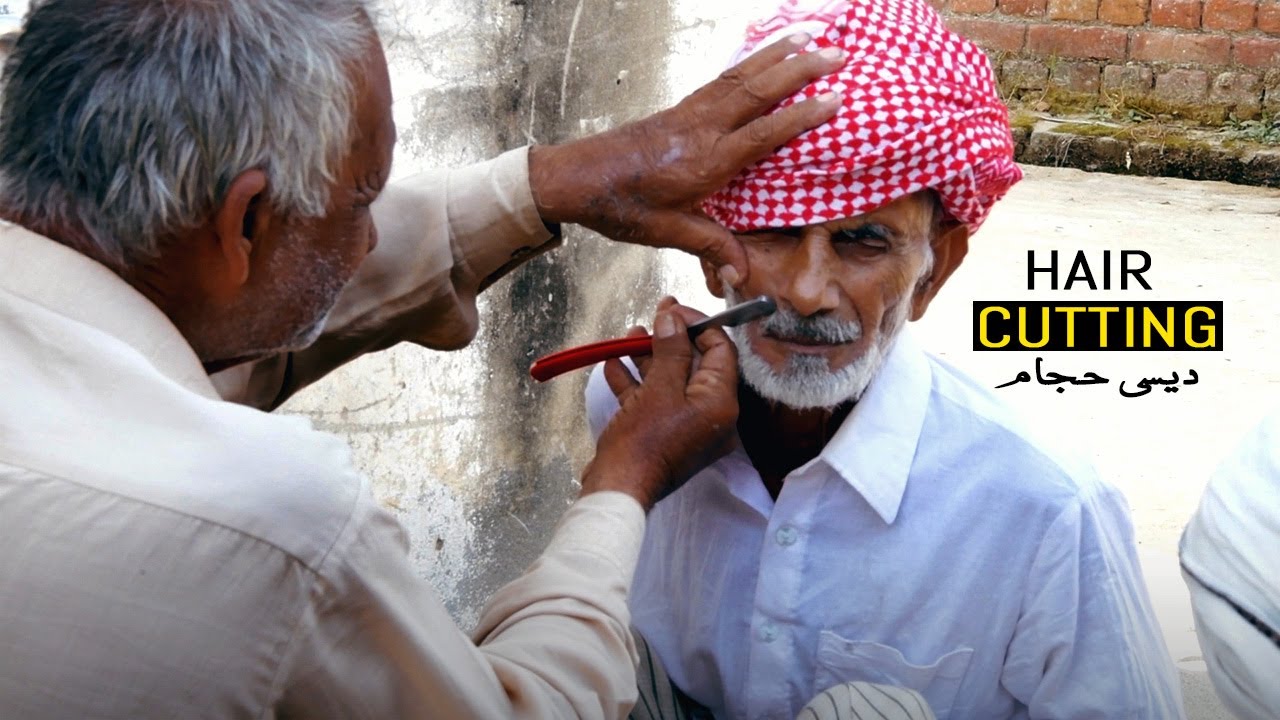 Old traditional way of trimming hair | Village barber hair cutting ...