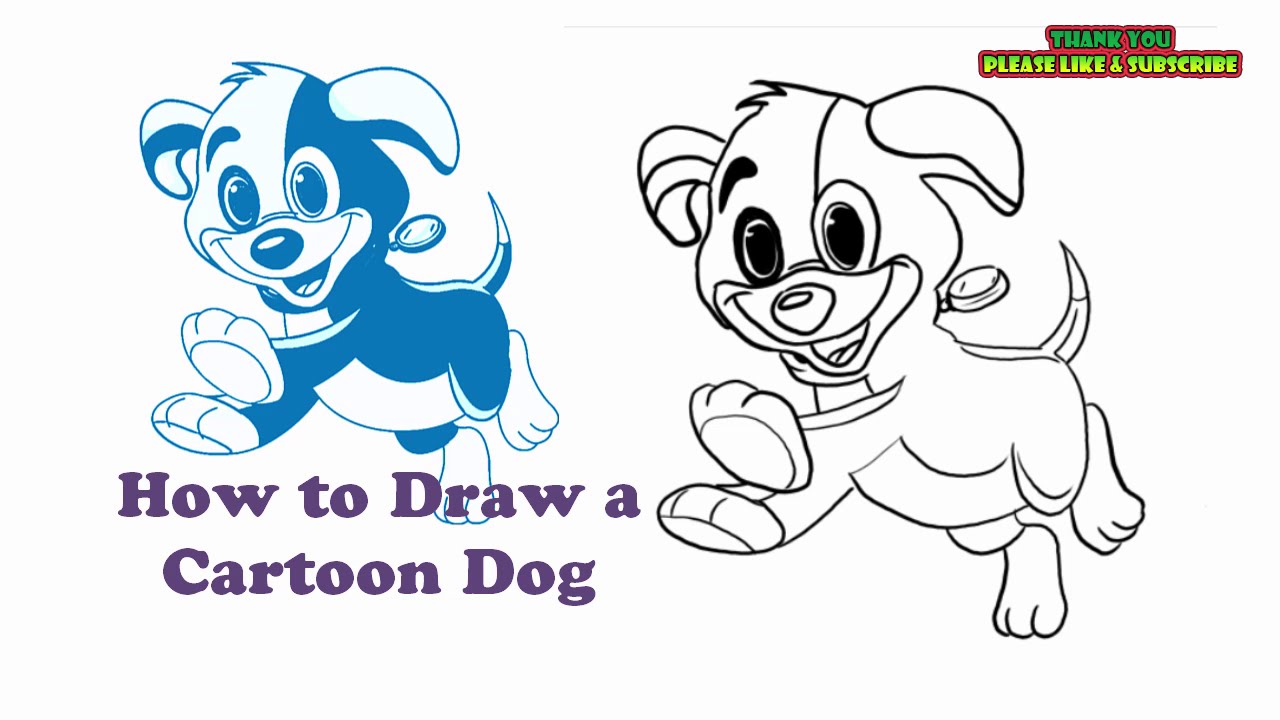 How to Draw a Cartoon Dog - YouTube