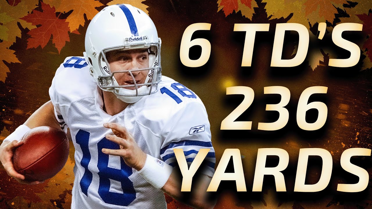 Peyton Manning's 6 TOUCHDOWN Performance Thanksgiving Day 2004 vs Lions ...