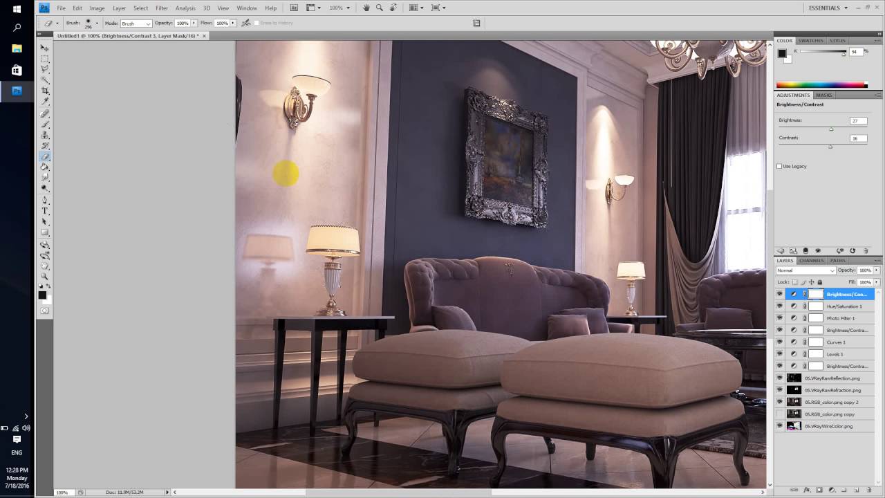 interior Render | Photoshop Post Production - YouTube
