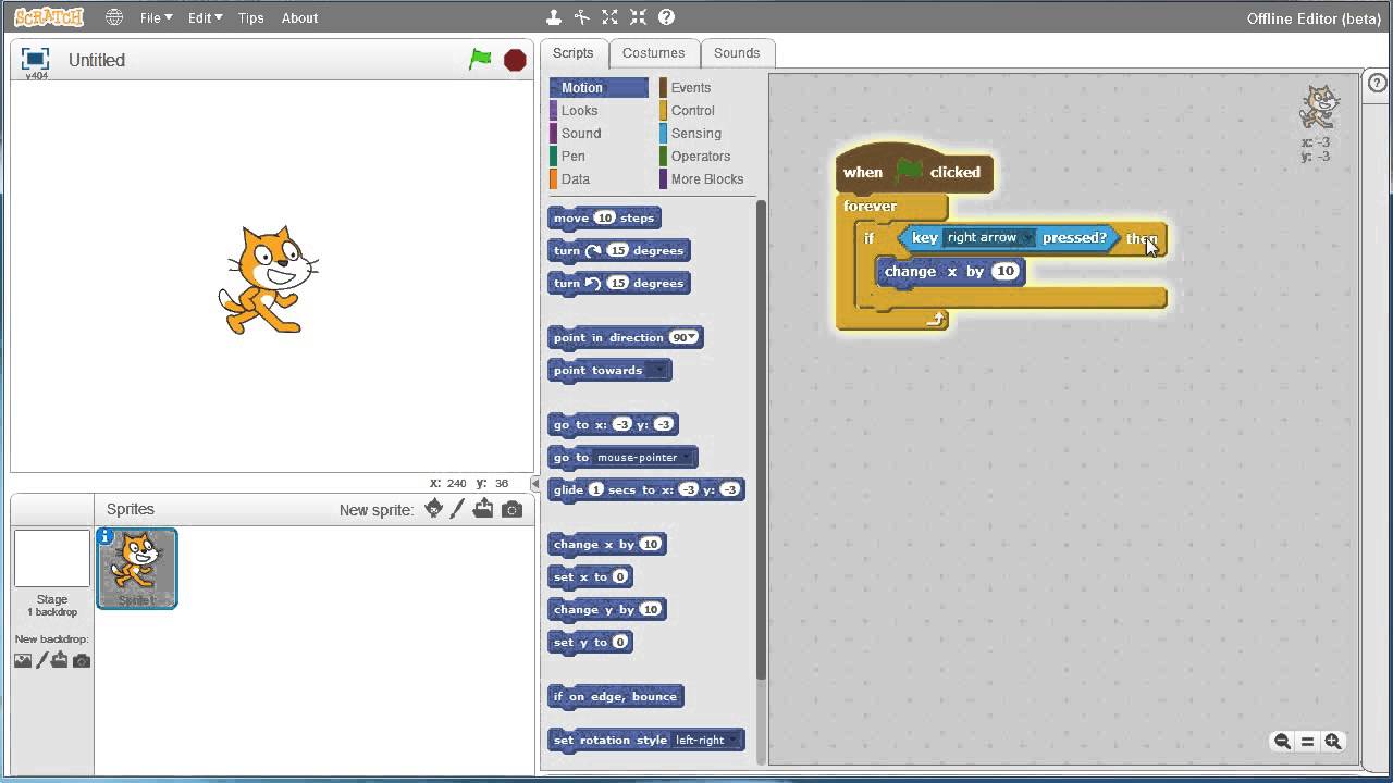 01 Scratch 2.0 - Move sprite - YouTube