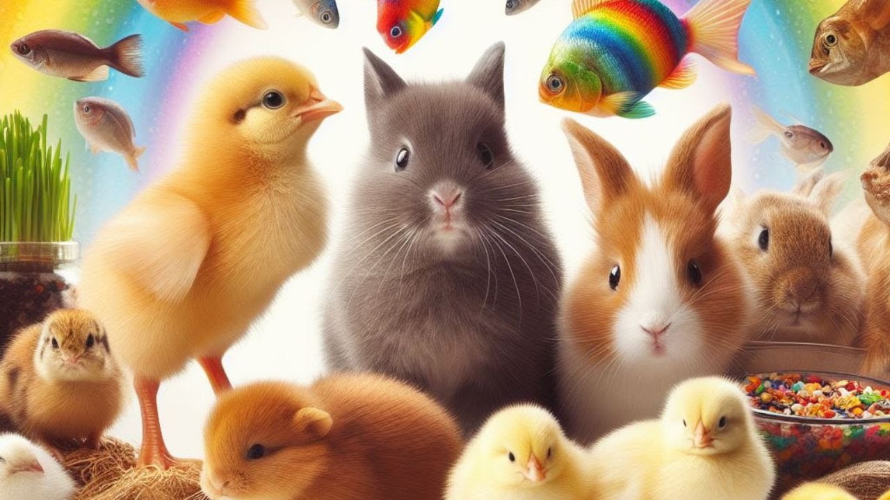 Catch chickens, colorful chickens, ducks, cats, roosters, cute rabbits ...