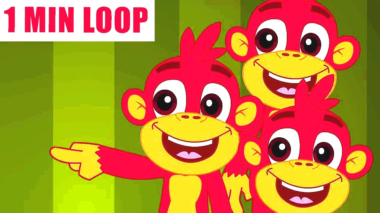 🐒 Five Little Monkeys Remix 1-Min Loop 🎶 | Kids Dance Beat + Fun Monkey ...