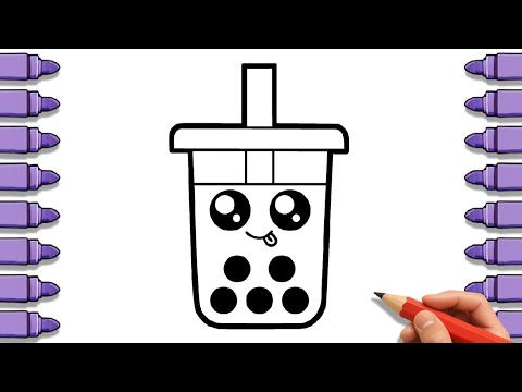 How to draw a Drink Boba Tea cute step by step - YouTube