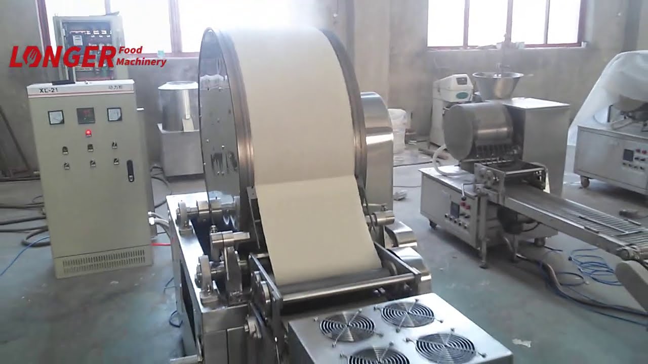 Continuous Spring Roll Lumpia Wrapper Making Machine #springrollwraper ...