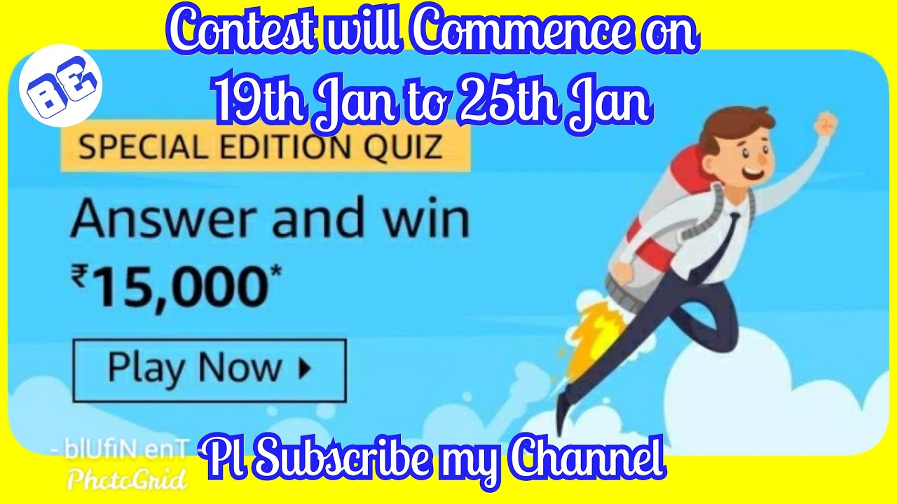 Amazon Special Edition Quiz | Prize Win Worth Rs 15000 | 19 January ...