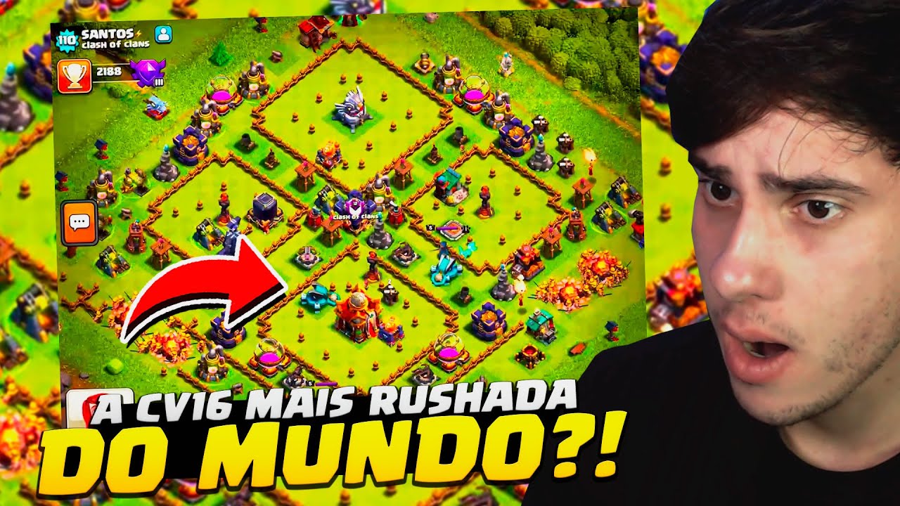 ELE TEM O CV16 MAIS RUSHADO DO MUNDO! CLASH OF CLANS VISITANDO ...