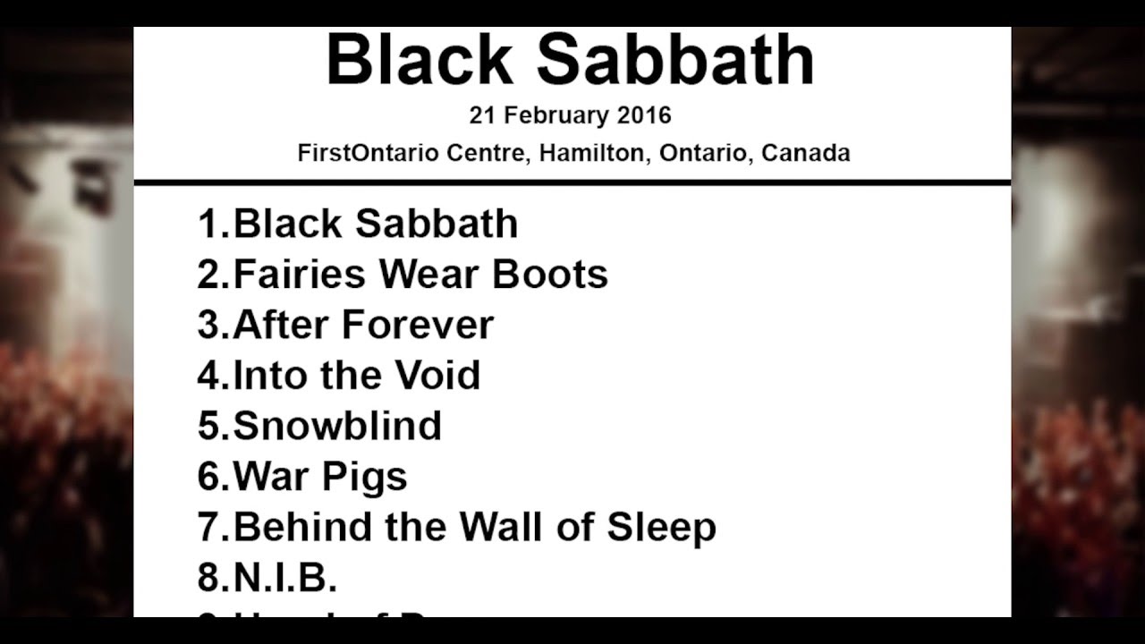 Black Sabbath Setlist - FirstOntario Centre - Hamilton - Ontario ...