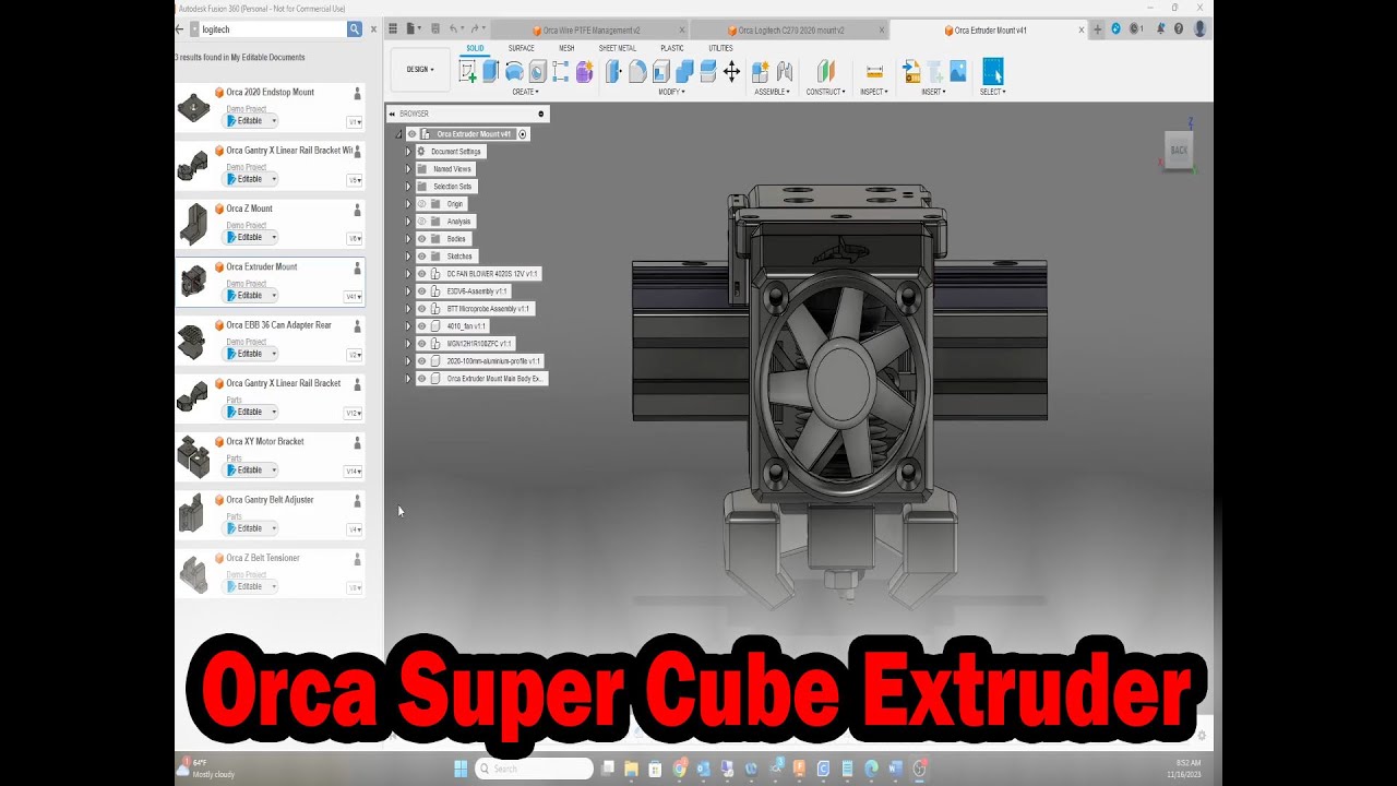 Orca Super Cube CoreXY 3D printer concept Part 3, extruder hotend ...