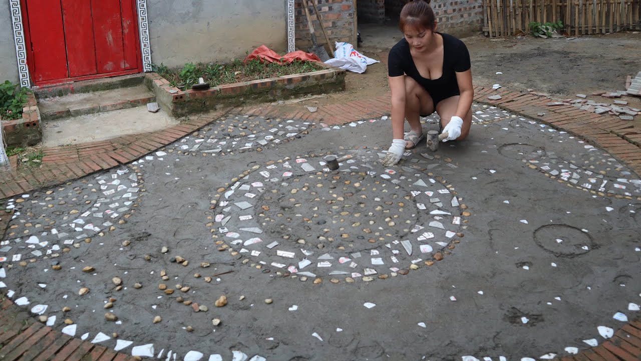 CABIN for FARM LIFE. Build the old yard, yard paving stone technique spectacular | Junni - YouTube