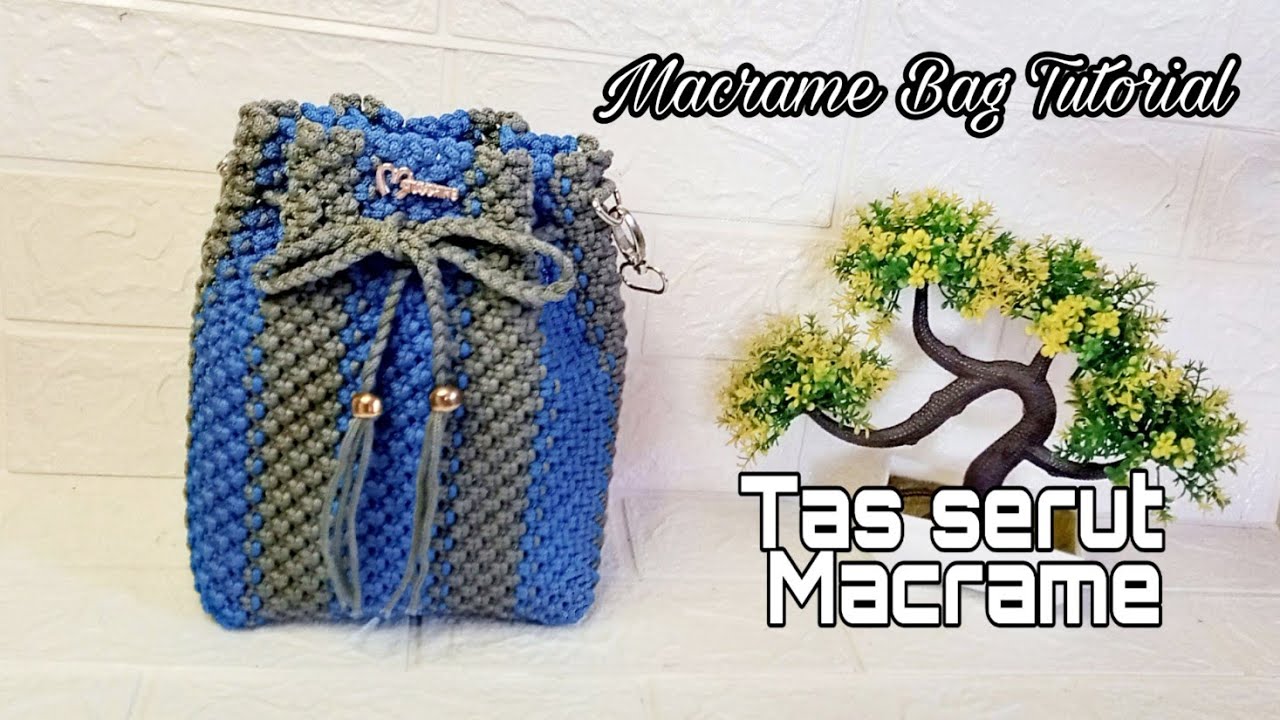 DIY Macrame Bucket Bag || Macrame Bag Tutorial || bucket Sling bag || Tutorial Tas Serut Tali ...