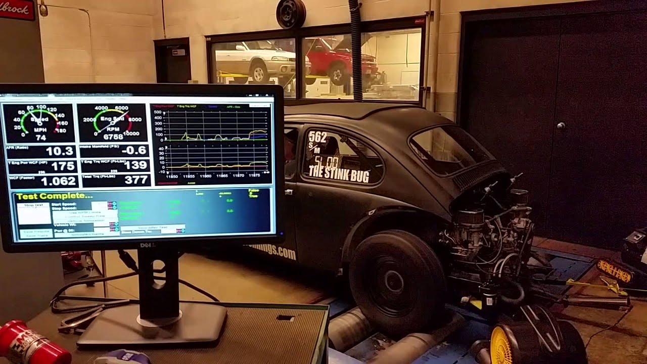 Stink Bug Dyno VW Air Cooled Weber IDA 48 Drag Race - YouTube