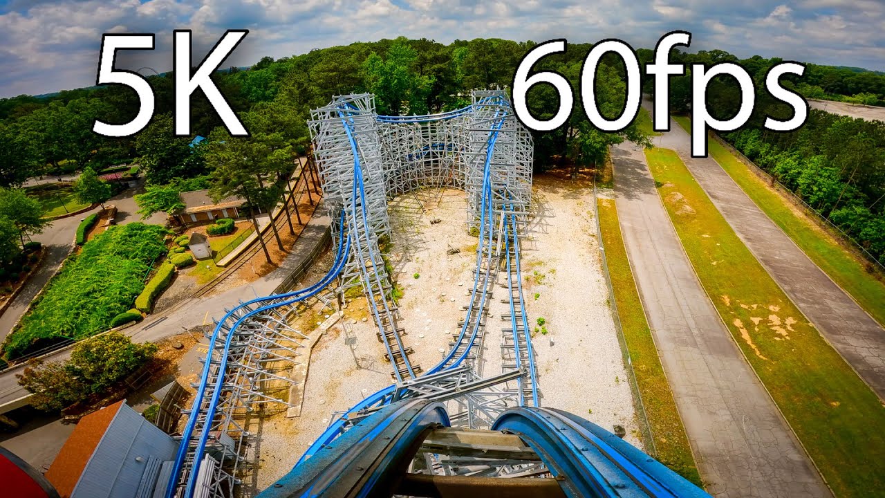 Twisted Cyclone front seat on-ride 5K POV @60fps Six Flags Over Georgia ...