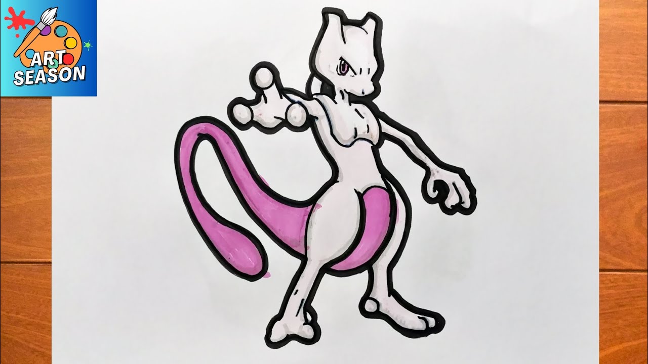 How to Draw Pokemon Mewtwo Step by Step - YouTube