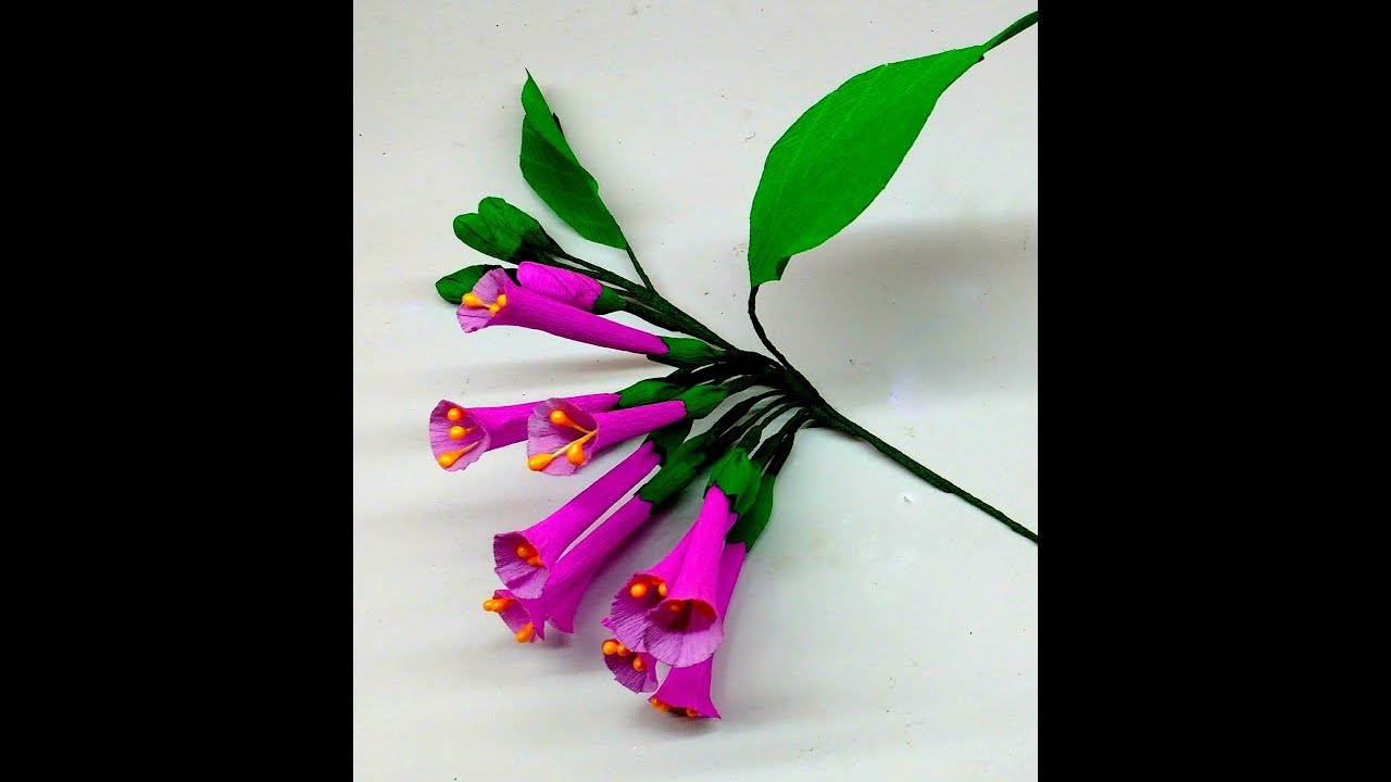 How to make Crepe paper flowers Mini Angel's Trumpet / Lochroma (flower ...