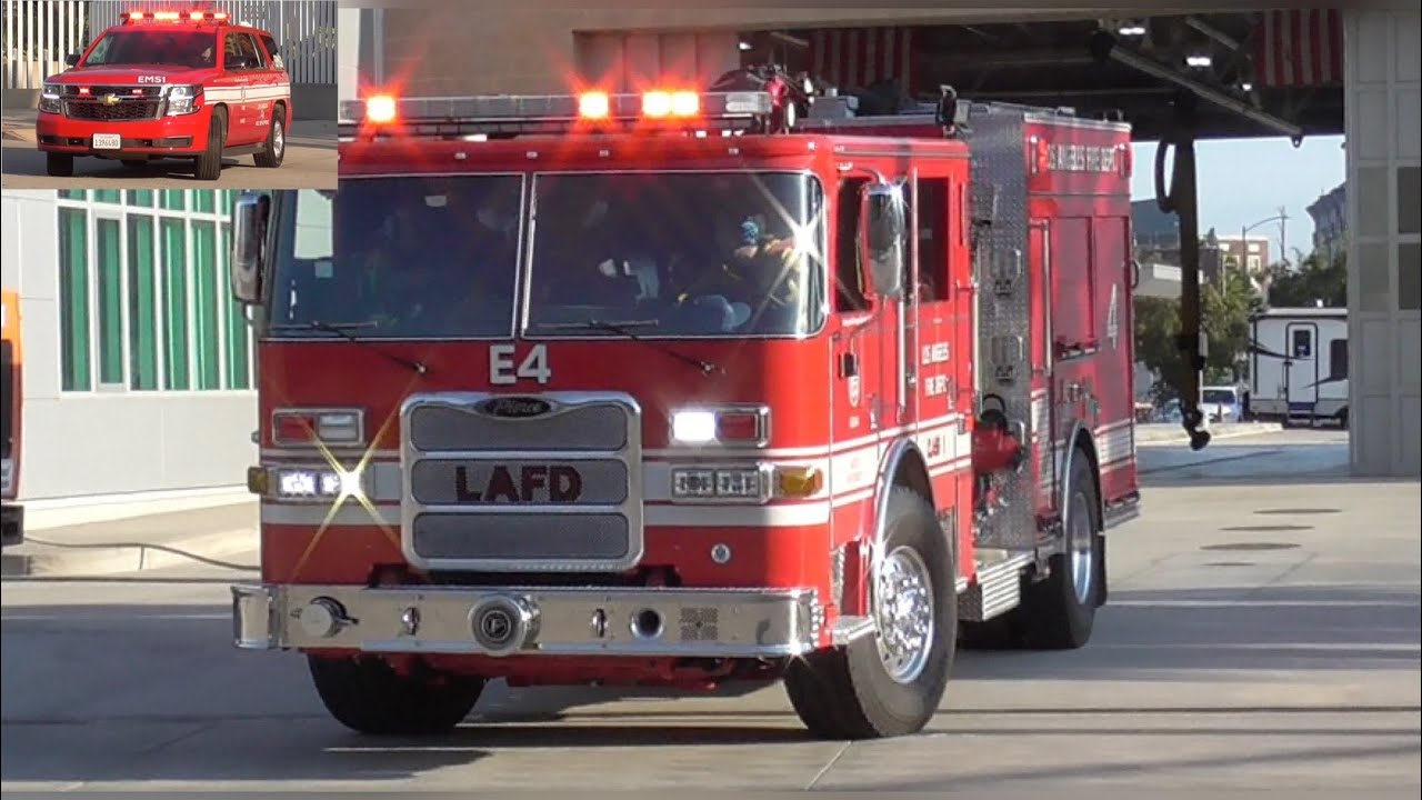 LAFD Engine 4 & EMS 1 Responding - YouTube
