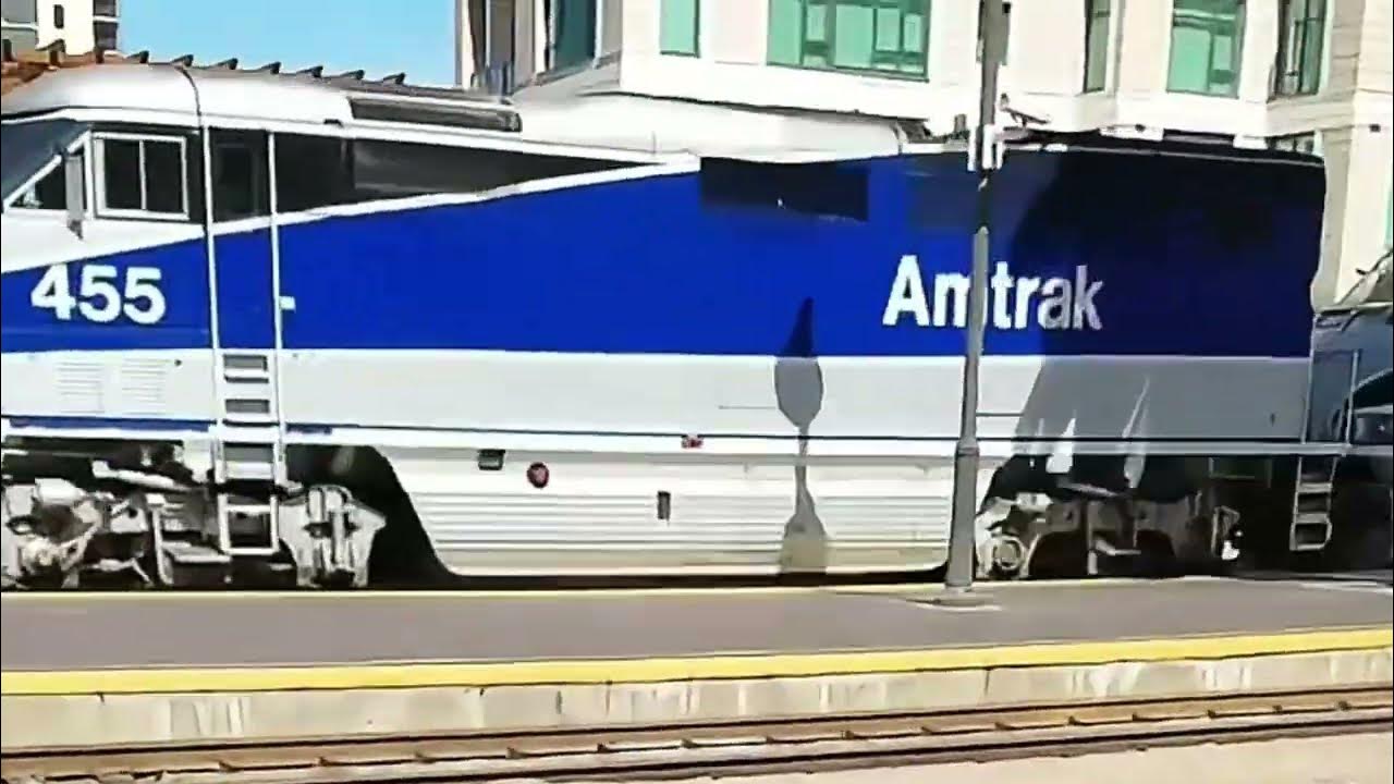 7/20/2016: Amtrak F59PHI #455 doubleheads with #454 (fixed ratio) - YouTube