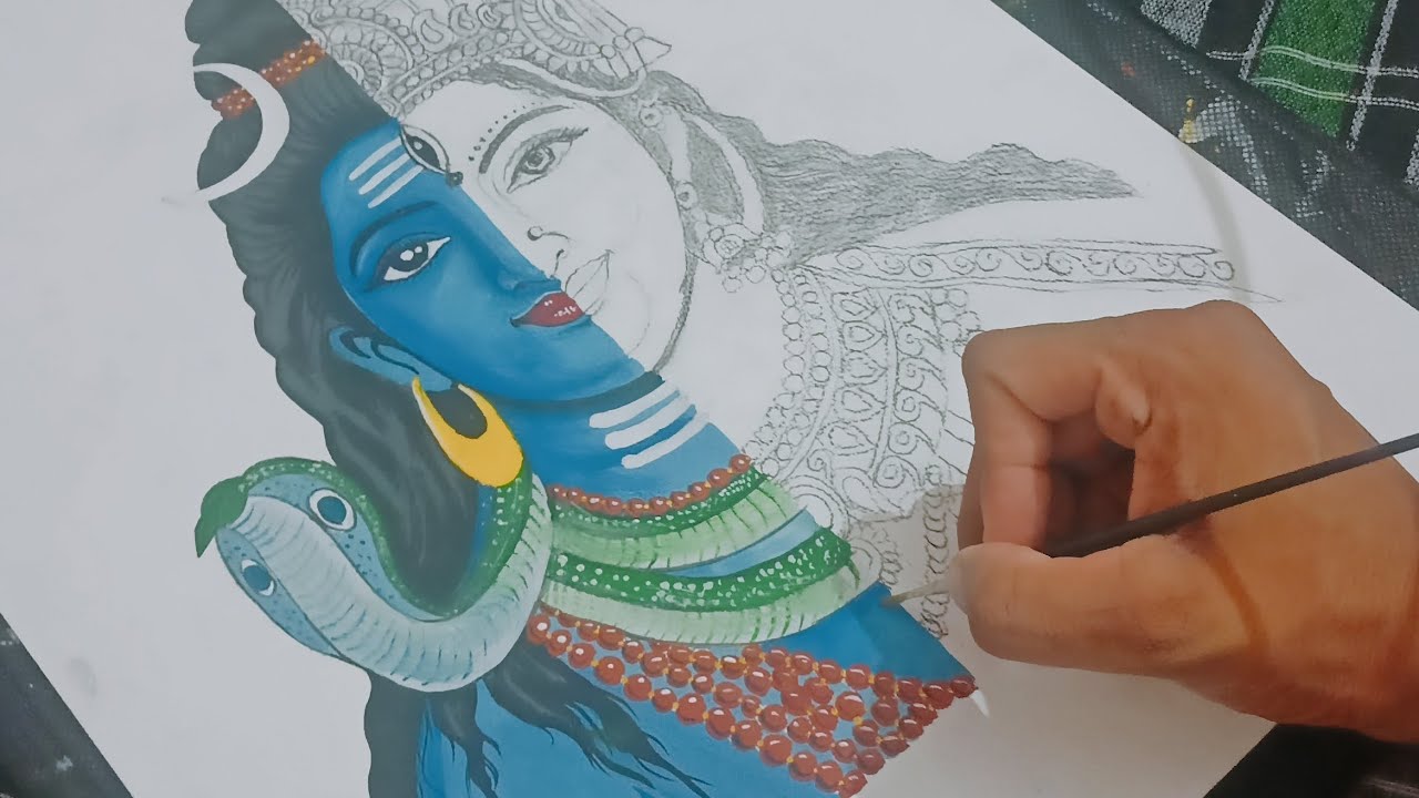 SHIV JI AND PARWATI JI KI ABSTRACT PAINTING #shivjipainting #viralvideo ...