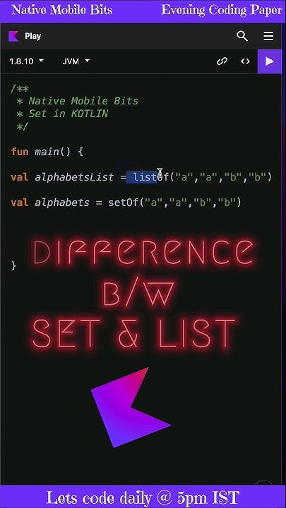 Difference in "SET" & "LIST" Collections in Kotlin - YouTube