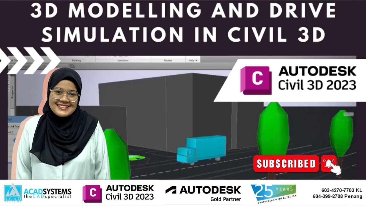 3D Model & Driving Simulation in Autodesk Civil 3D - YouTube
