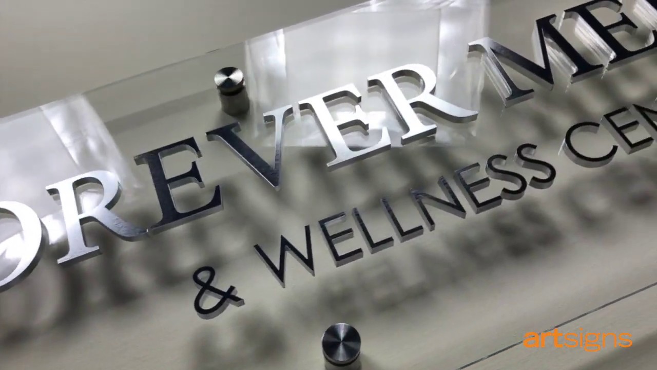 DOOR METAL SIGNAGE made of ½ Clear acrylic background plate with 3d ...