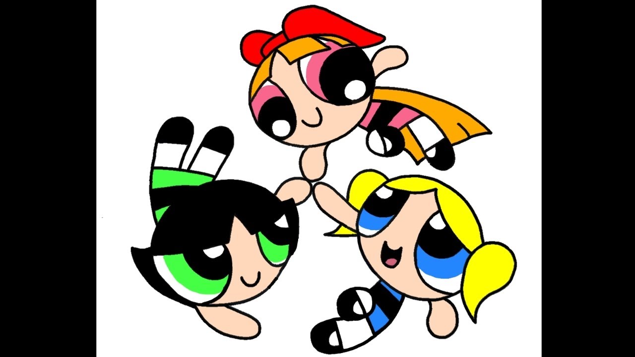 PPG Drawings: Powerpuff Girls Flying In A Circle! - YouTube