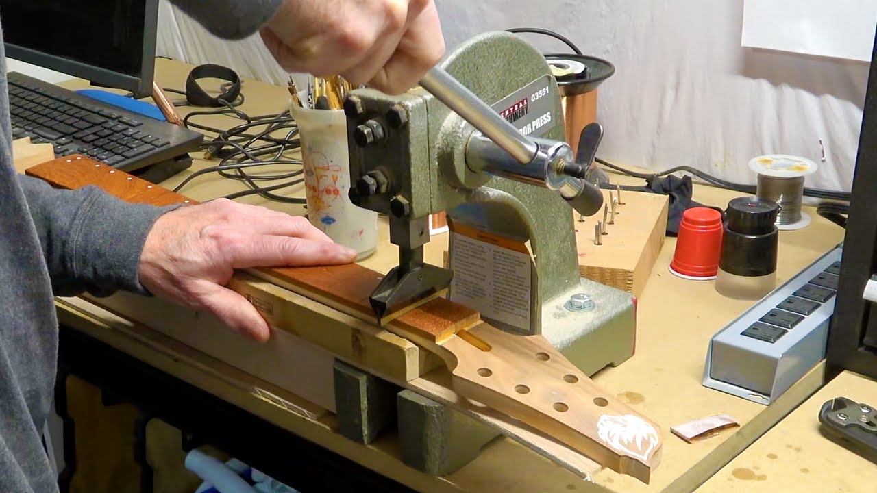 Building A Neck Thru Guitar Part 9 Installing The Frets - YouTube