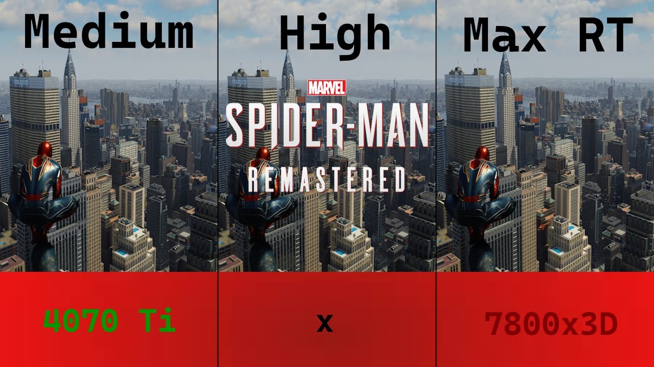 Spiderman Remastered | RTX 4070 Ti x 7800x3D | Medium - Max RT - YouTube