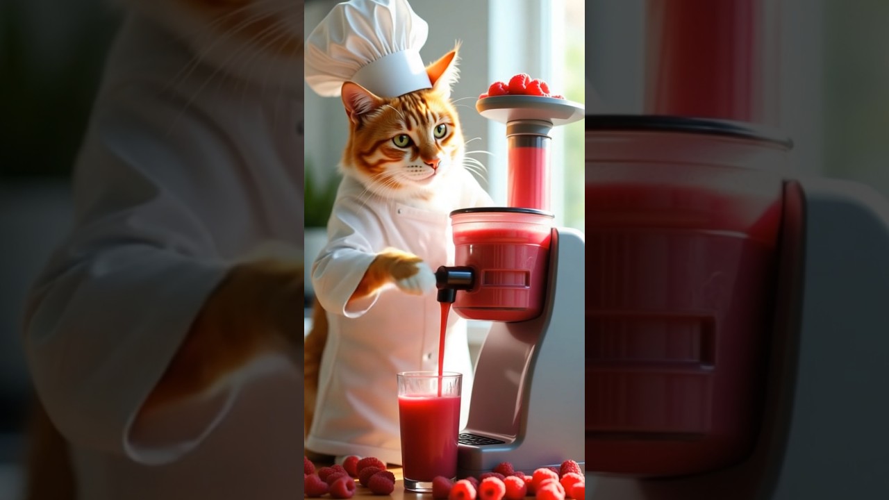 Berry Breezy: Cat Harvests Raspberries on the Farm! 🐱🍇🚜#cat#catchef#raspberries#shorts# ...