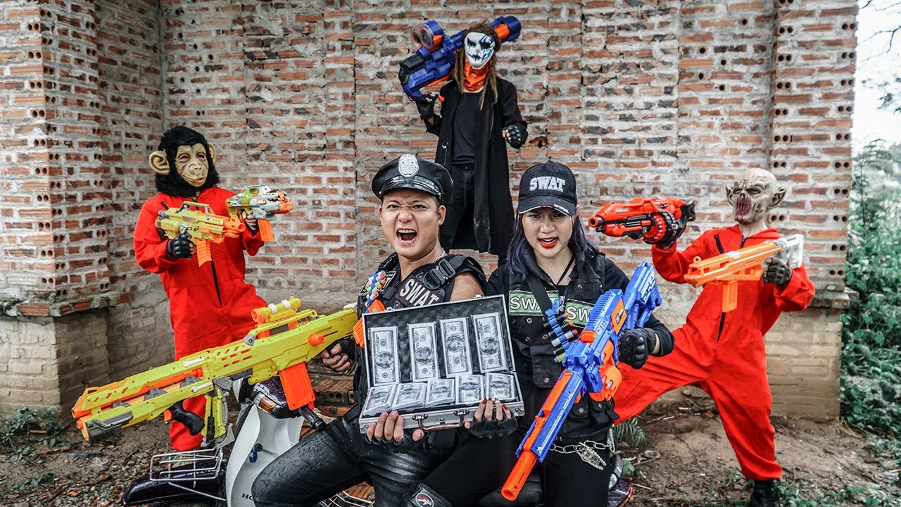 LTT Mask Nerf: Silver Flash Nerf Guns Fight Criminal The Boss XICMAN ...