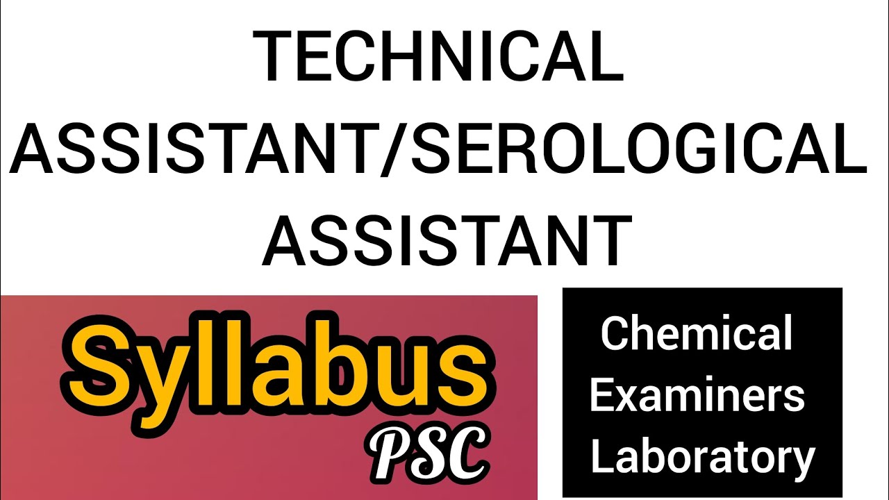 TECHNICAL ASSISTANT/SEROLOGICAL ASSISTANT Chemical Examiners Laboratory ...