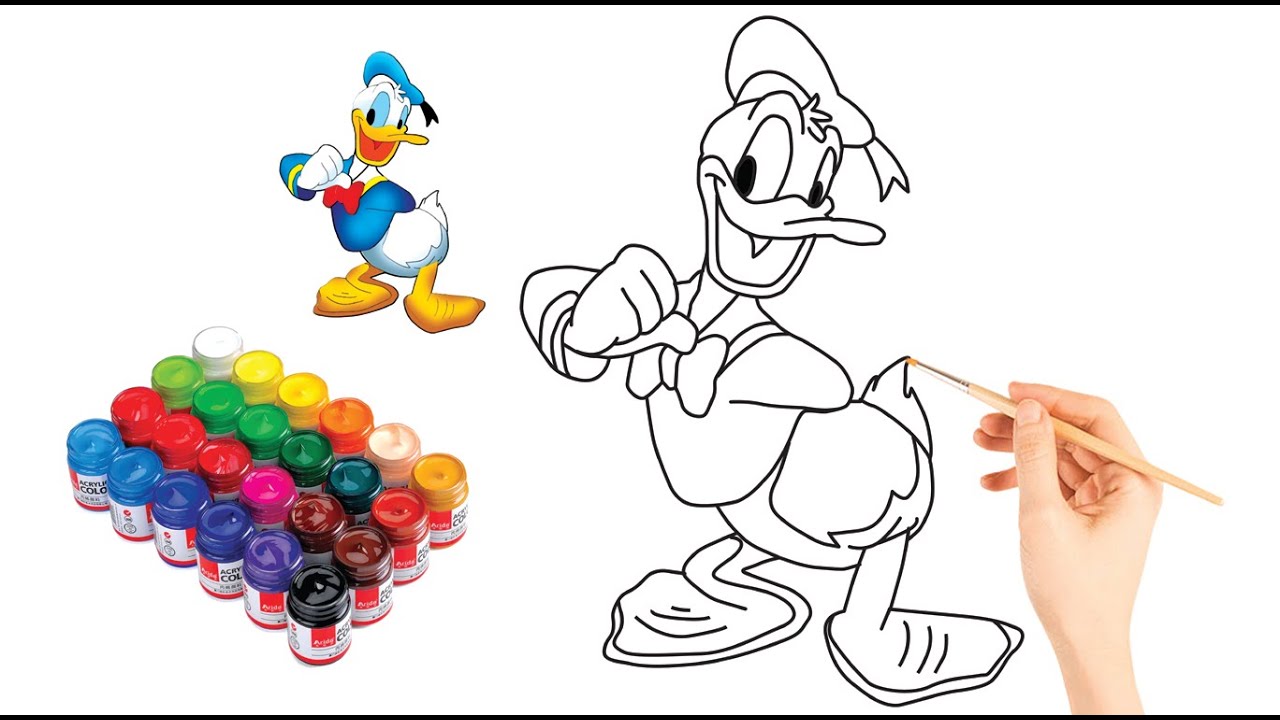 Donald Duck Cartoon Drawing and Coloring for Kids & Toddlers Basic ...