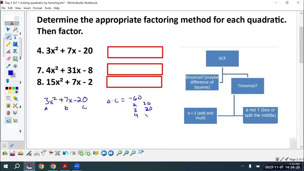 U2T1 Factoring Trinomials a not 1 and Solving by factoring - YouTube