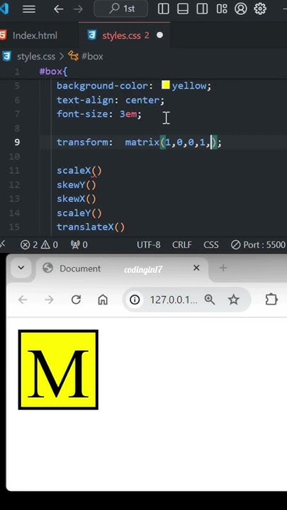 Matrix In Css Css Series Prat 36 Codingin17 Css Shorts Youtube