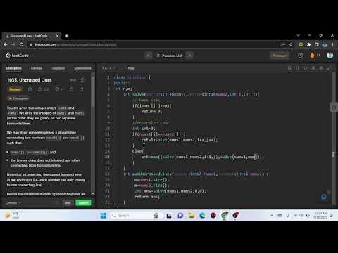 1035. Uncrossed Lines(Leet Code Solution) - YouTube