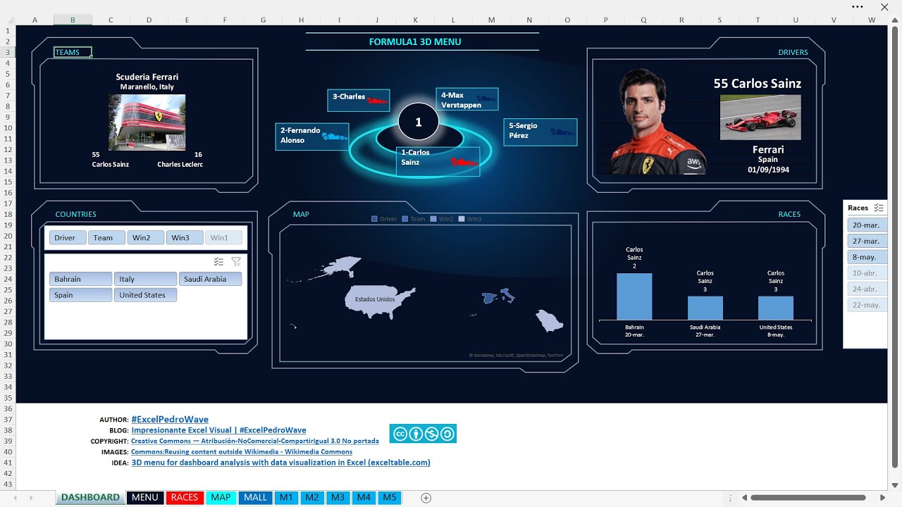 Formula1 3D Menu Excel - YouTube