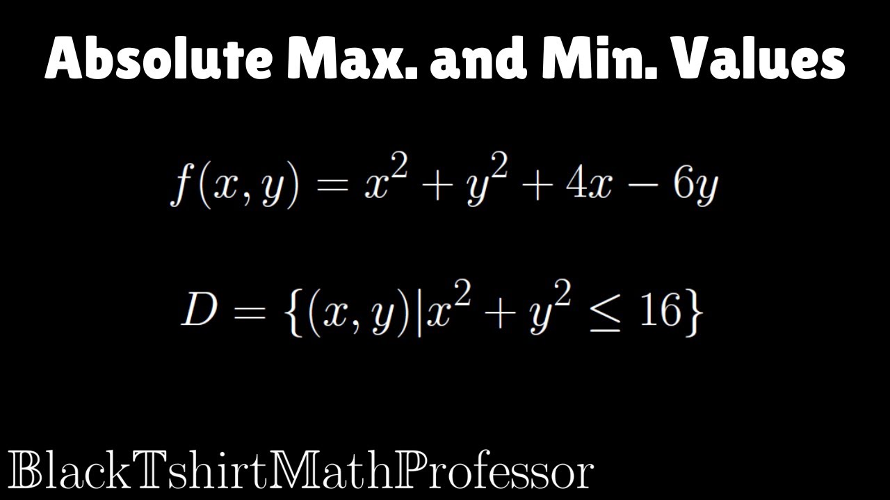 Absolute Max And Min Values Problem 1 Multivariable Calculus YouTube