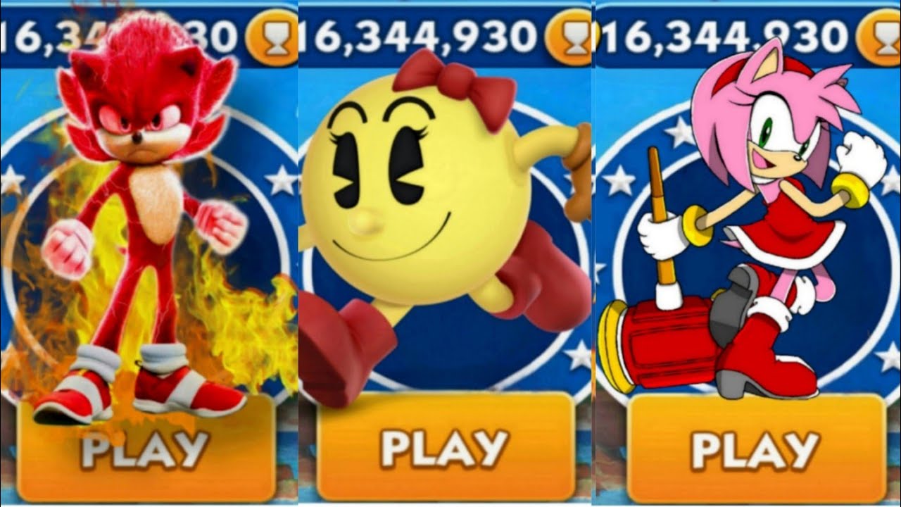 Sonic Dash - Sir Knuckles VS Ms.Pacman VS Paladin Amy _ Movie Sonic vs ...