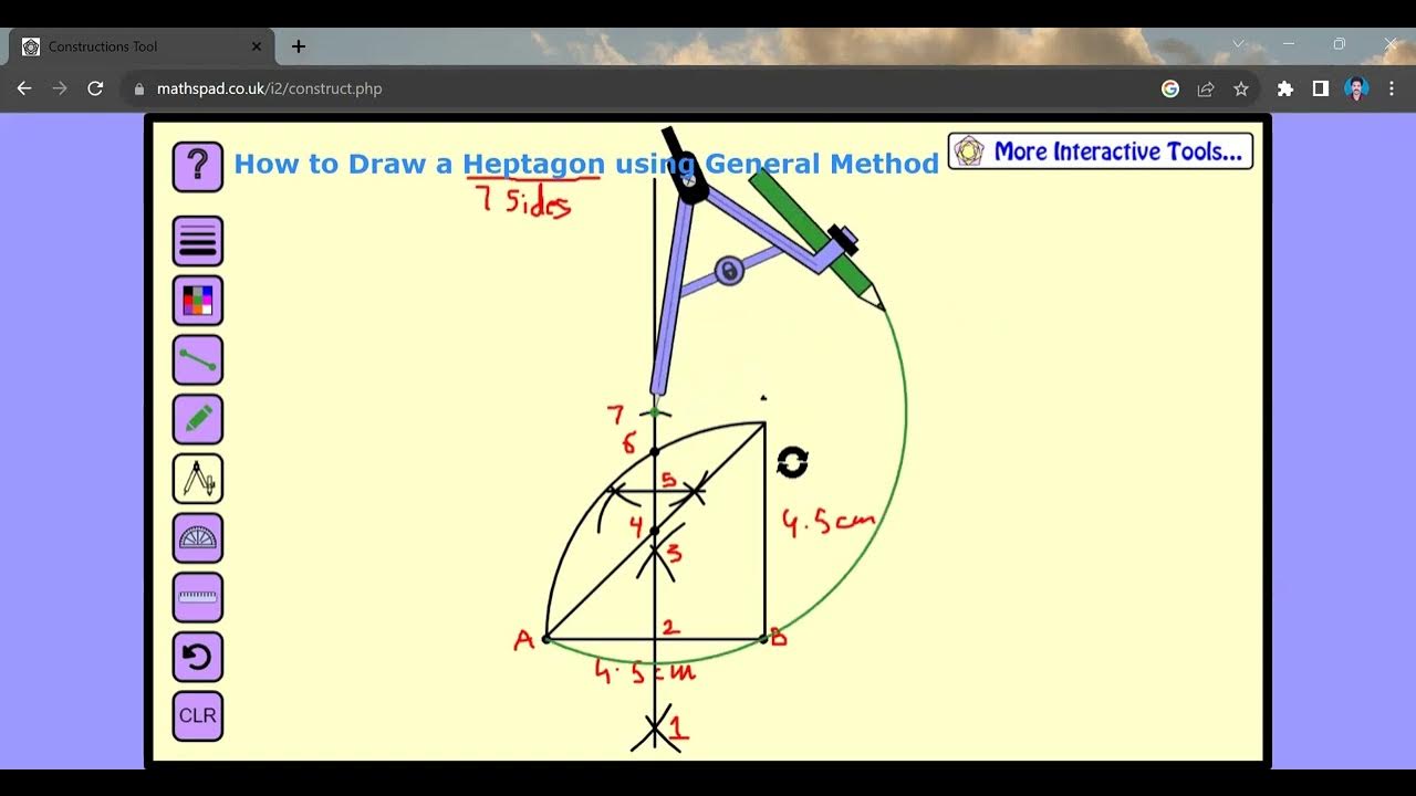 How to draw Heptagon using general method - YouTube