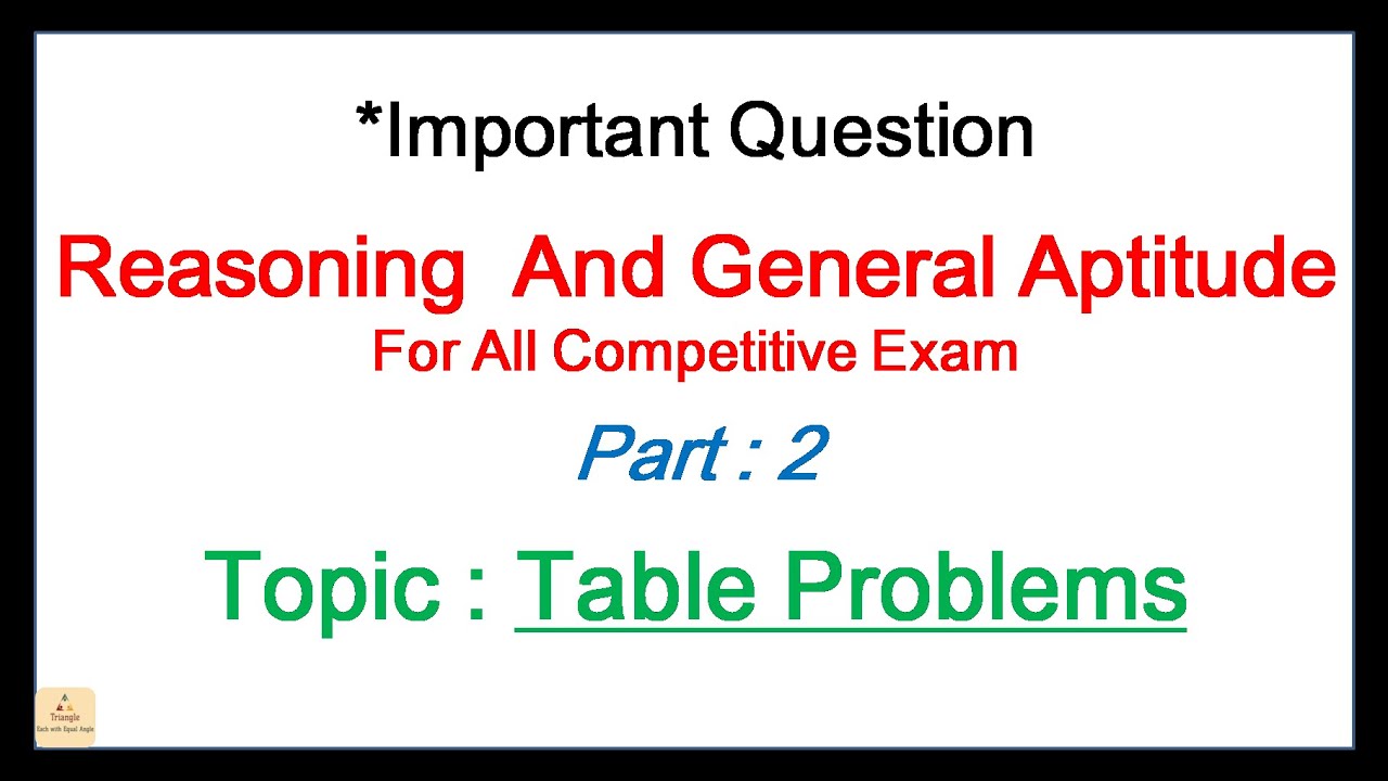 Reasoning And General Aptitude For All Competitive Exam | Part 2 ...