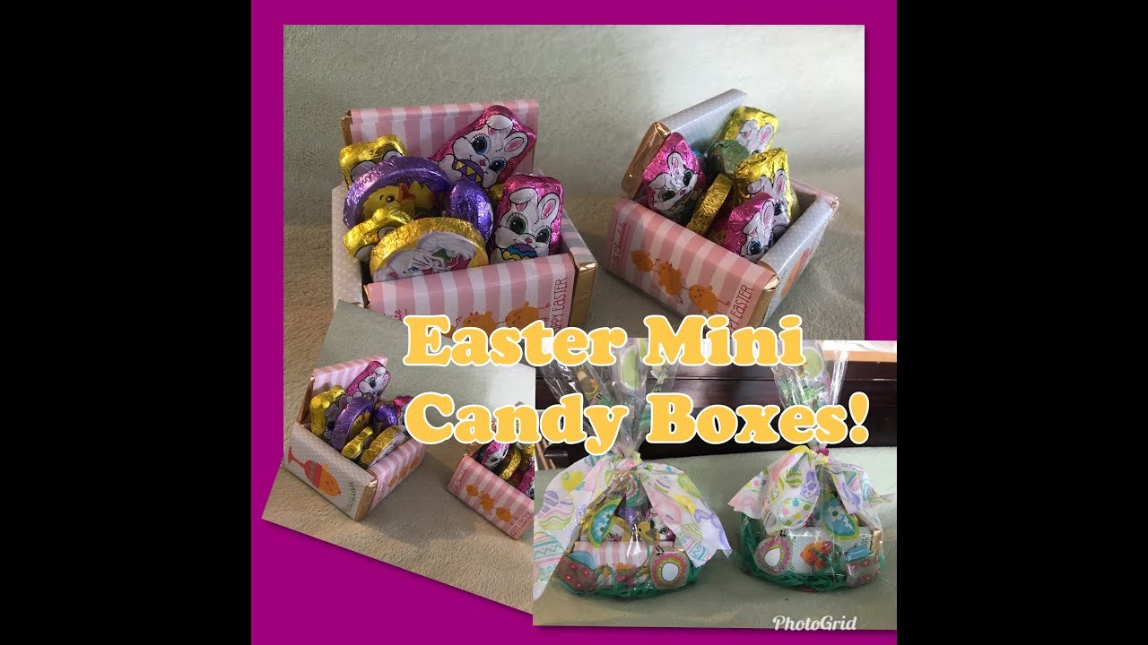 Mini Easter Candy Box DIY made with Dollar tree mini chocolate bars ...
