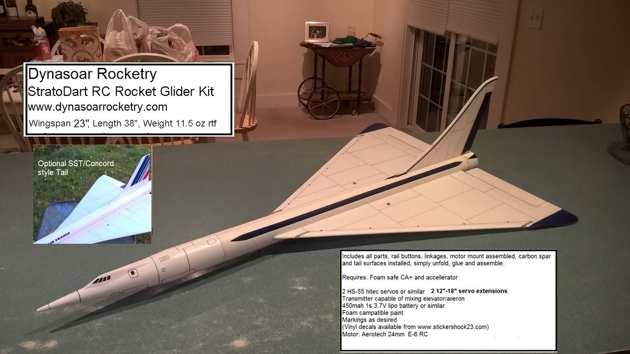 Dynasoar Rocketry StratoDart RC Rocket glider flying on E-6Rc rocket ...